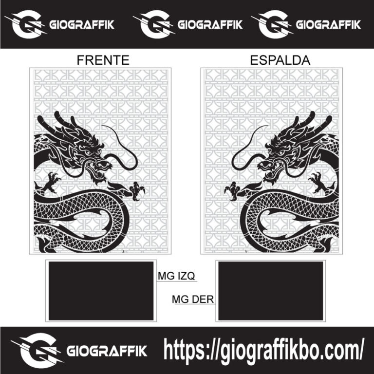 DRAGON BLACK PATTERN GEOMETRIC GRIS - Giograffikbo